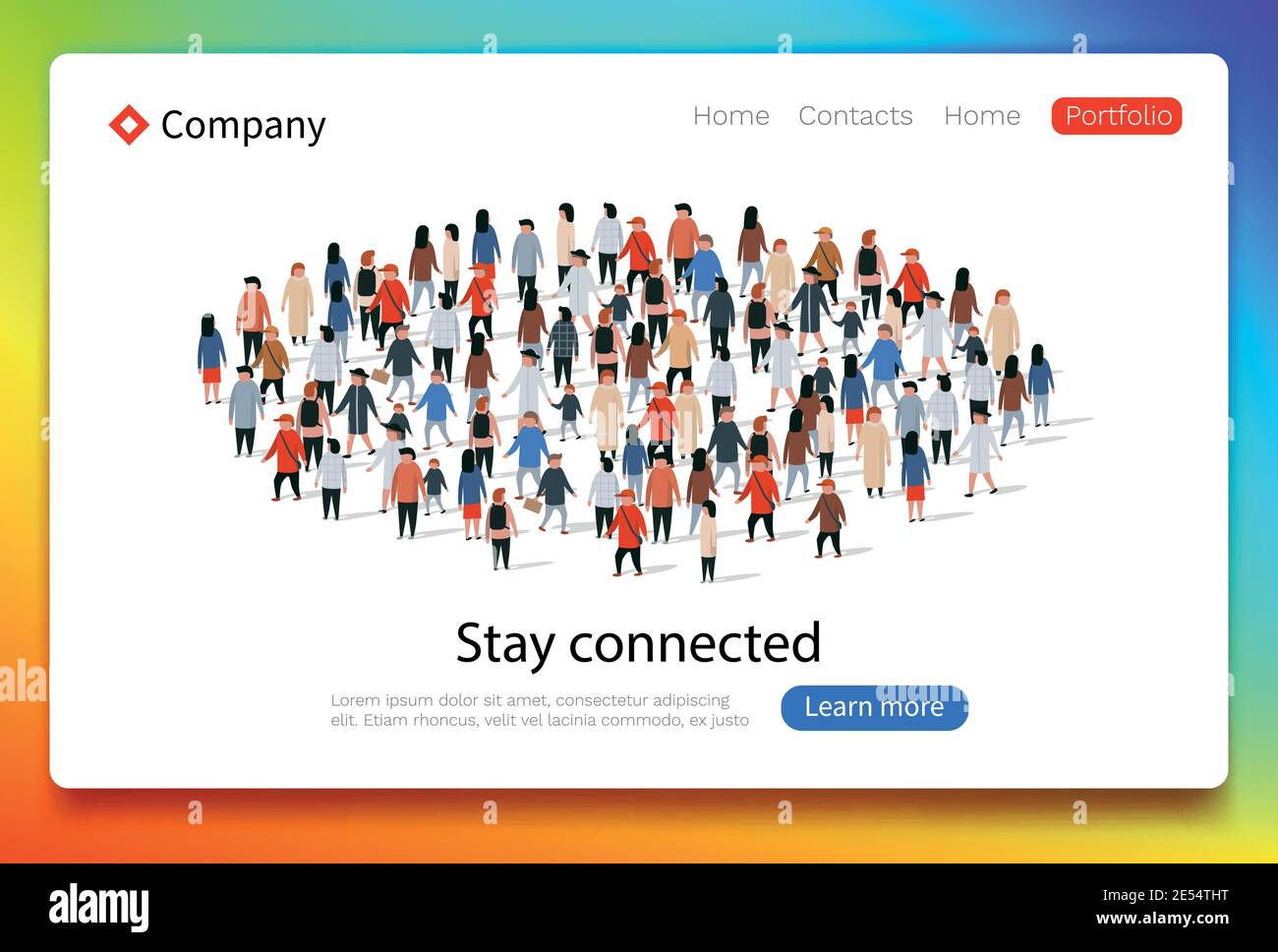 Social Network web page. Group of Young People. Teamwork and success ...
