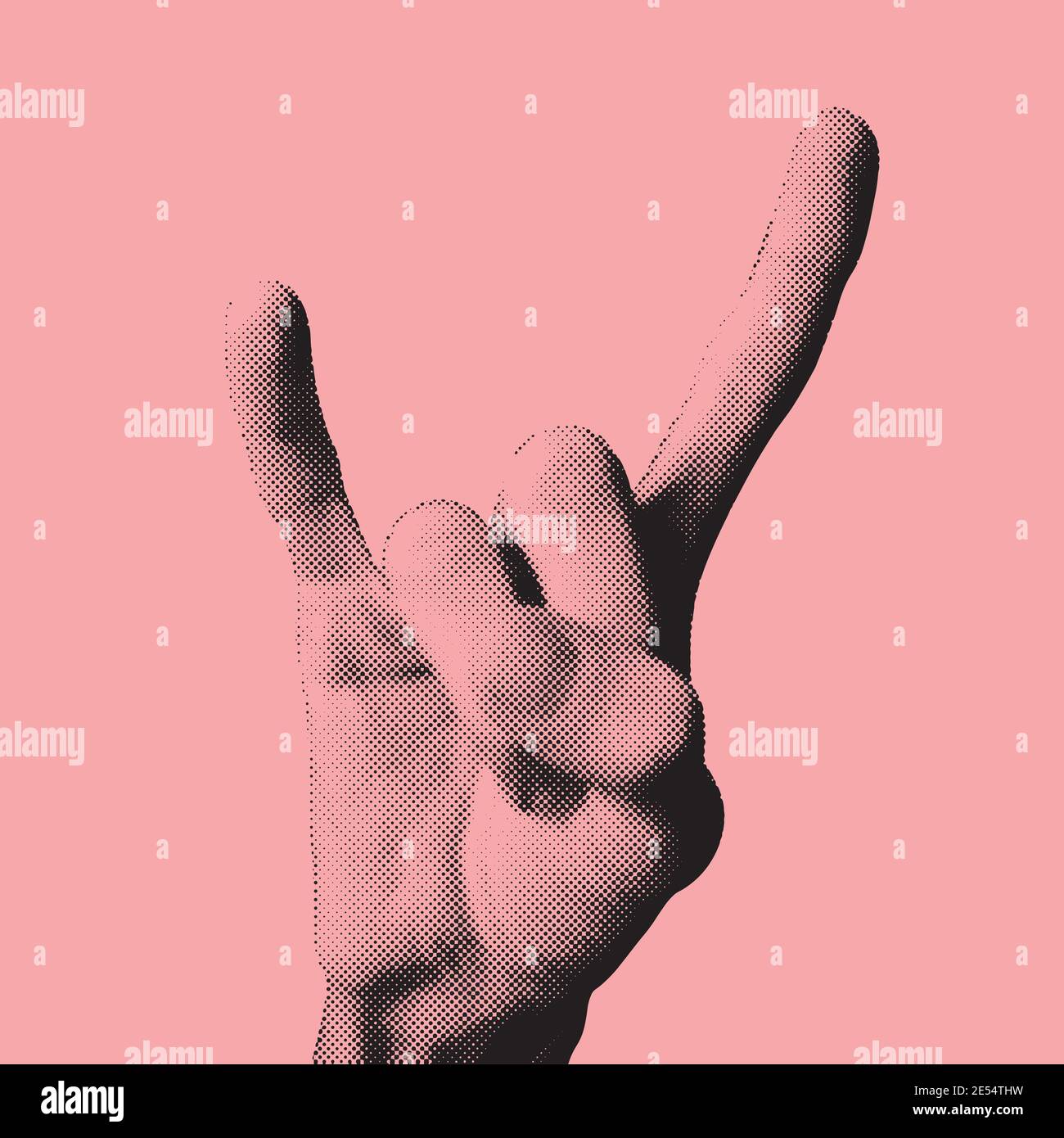 Abstract hand gesture vector shape illustration with horns metal finger ...