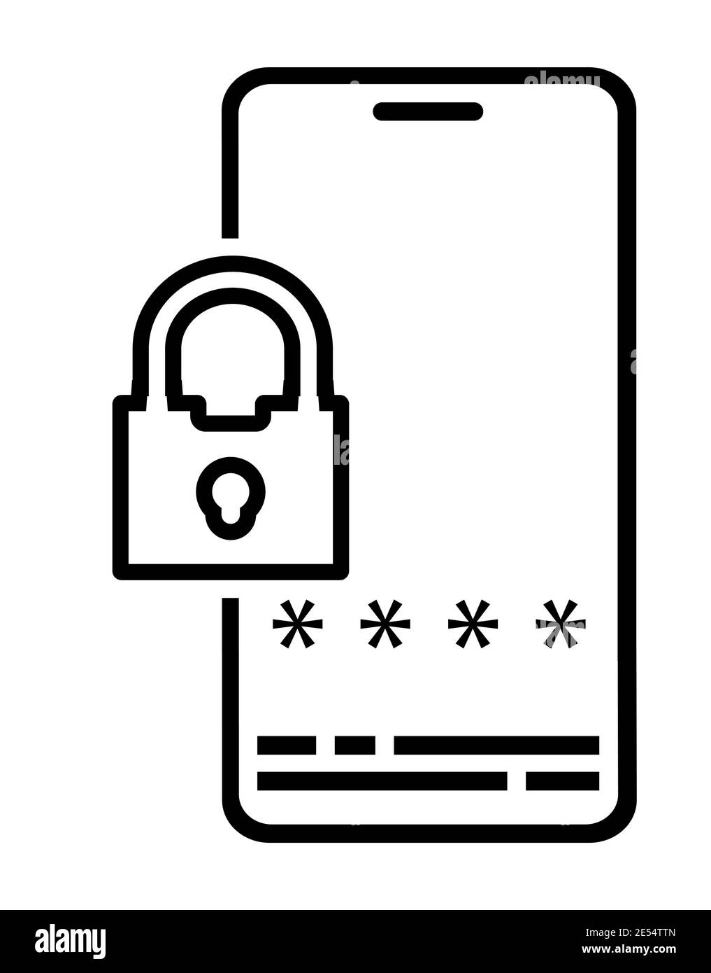 Icon. Smartphone with padlock and password entry window. Mobile phone ...