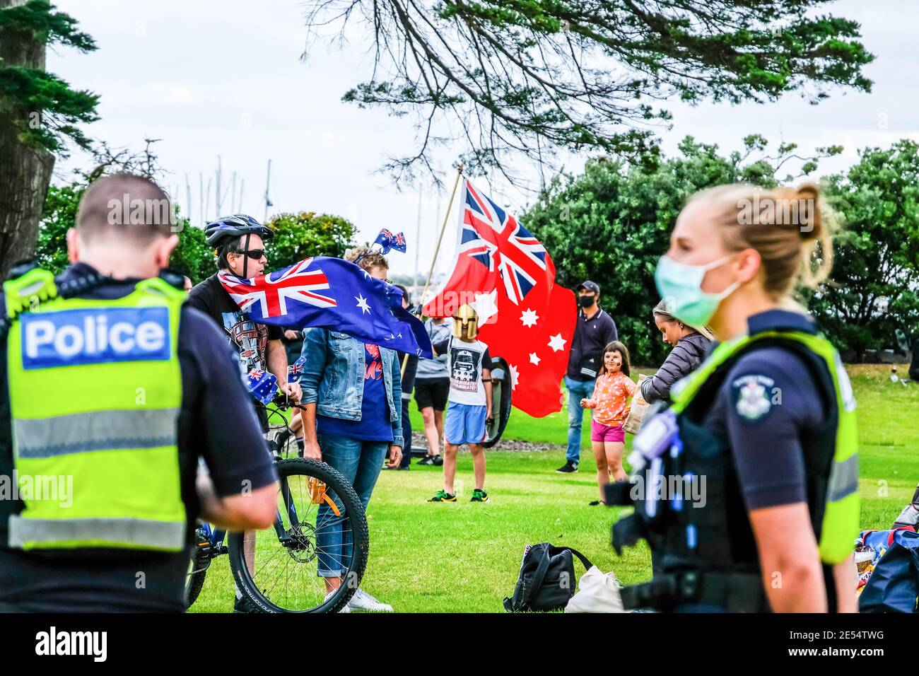 AustraliaOne Party supporters, young children and police officers were ...