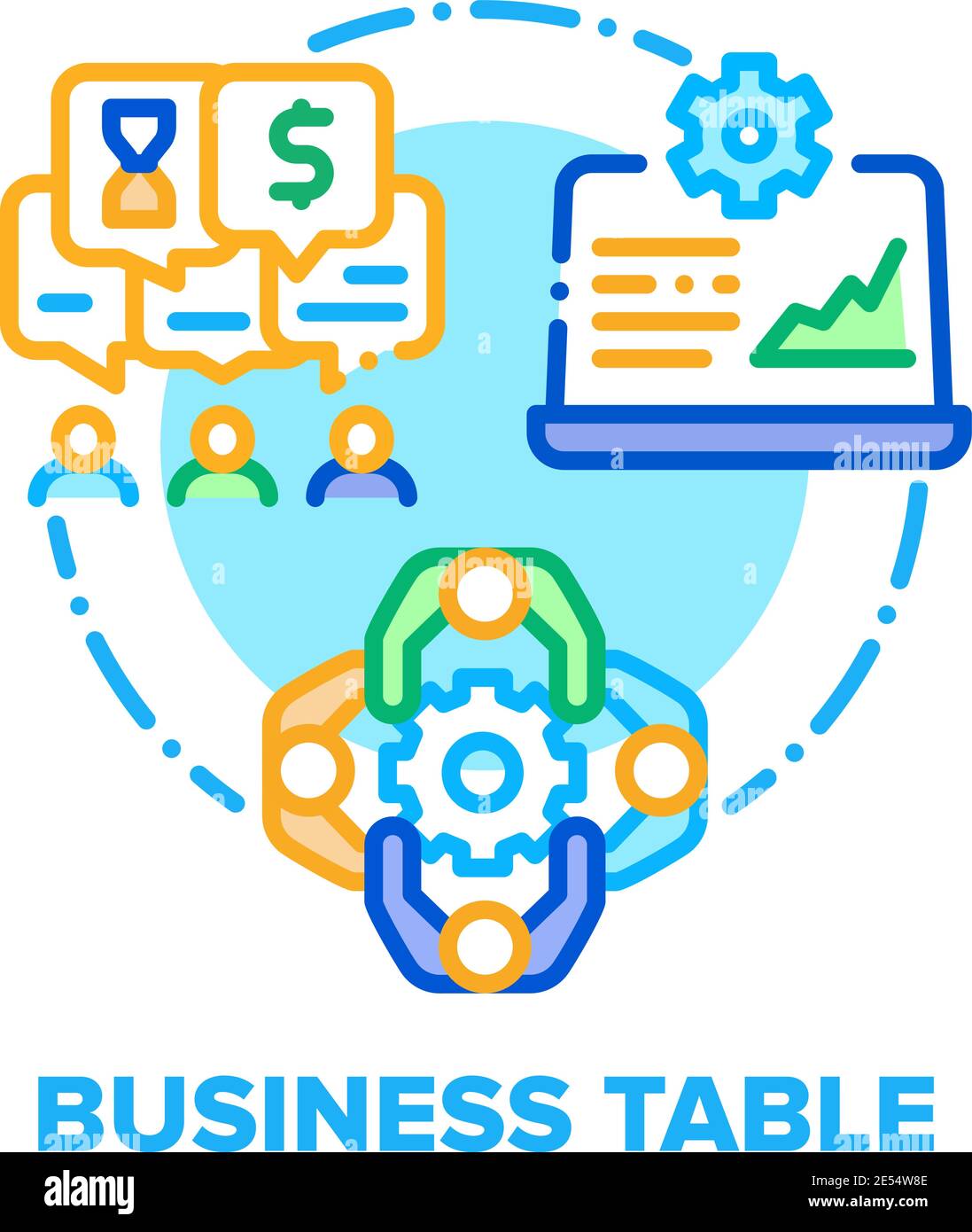 Business Table Vector Concept Color Illustration Stock Vector Image ...