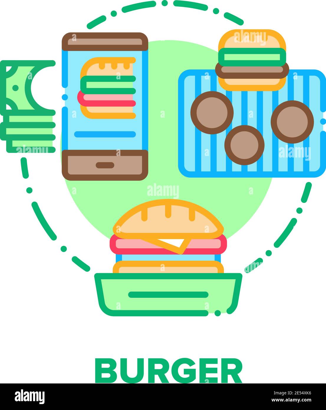 Burger Food Vector Concept Color Illustration flat Stock Vector Image ...