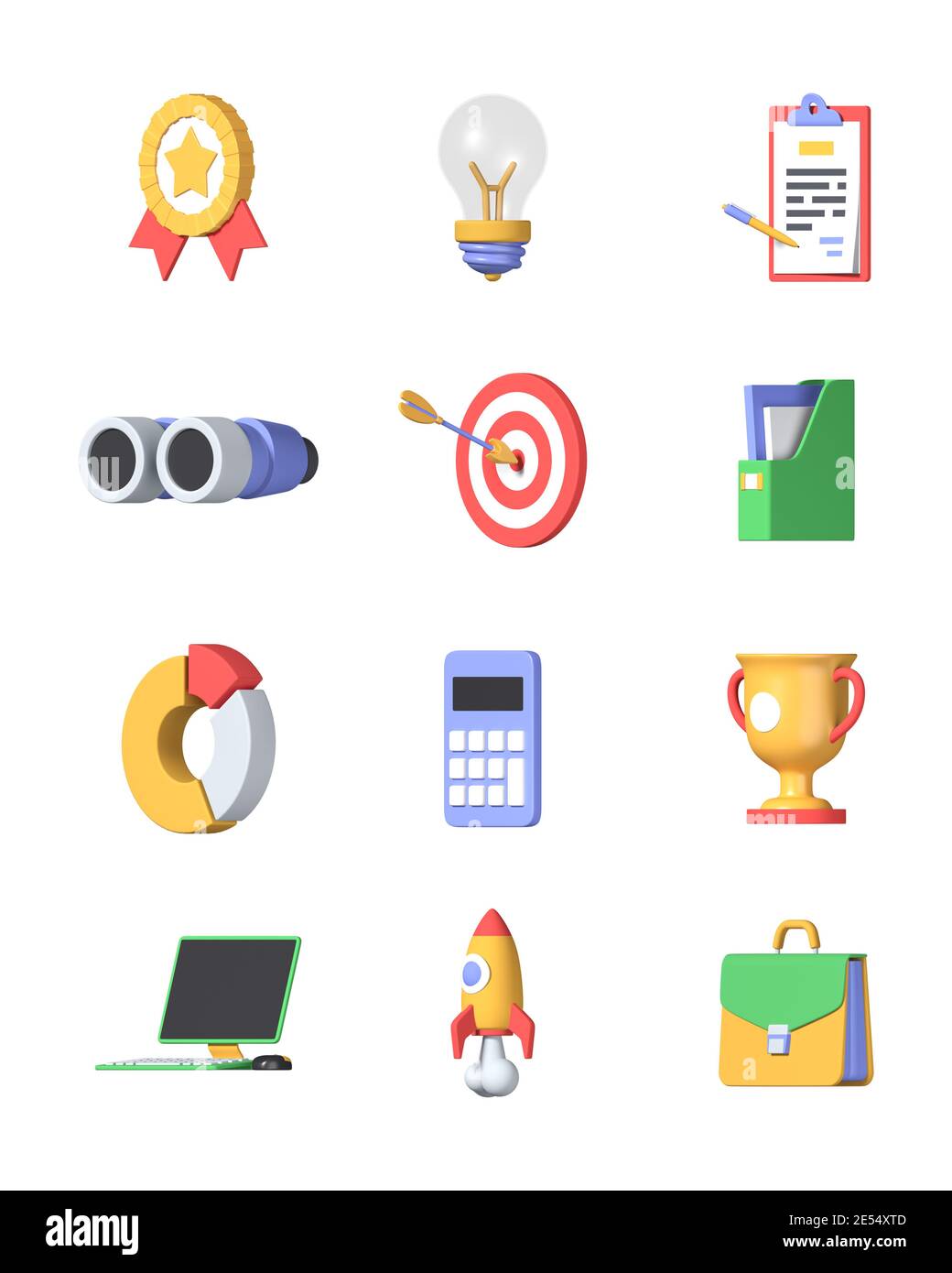 Successful business - modern realistic 3d icons set. Workflow and ...