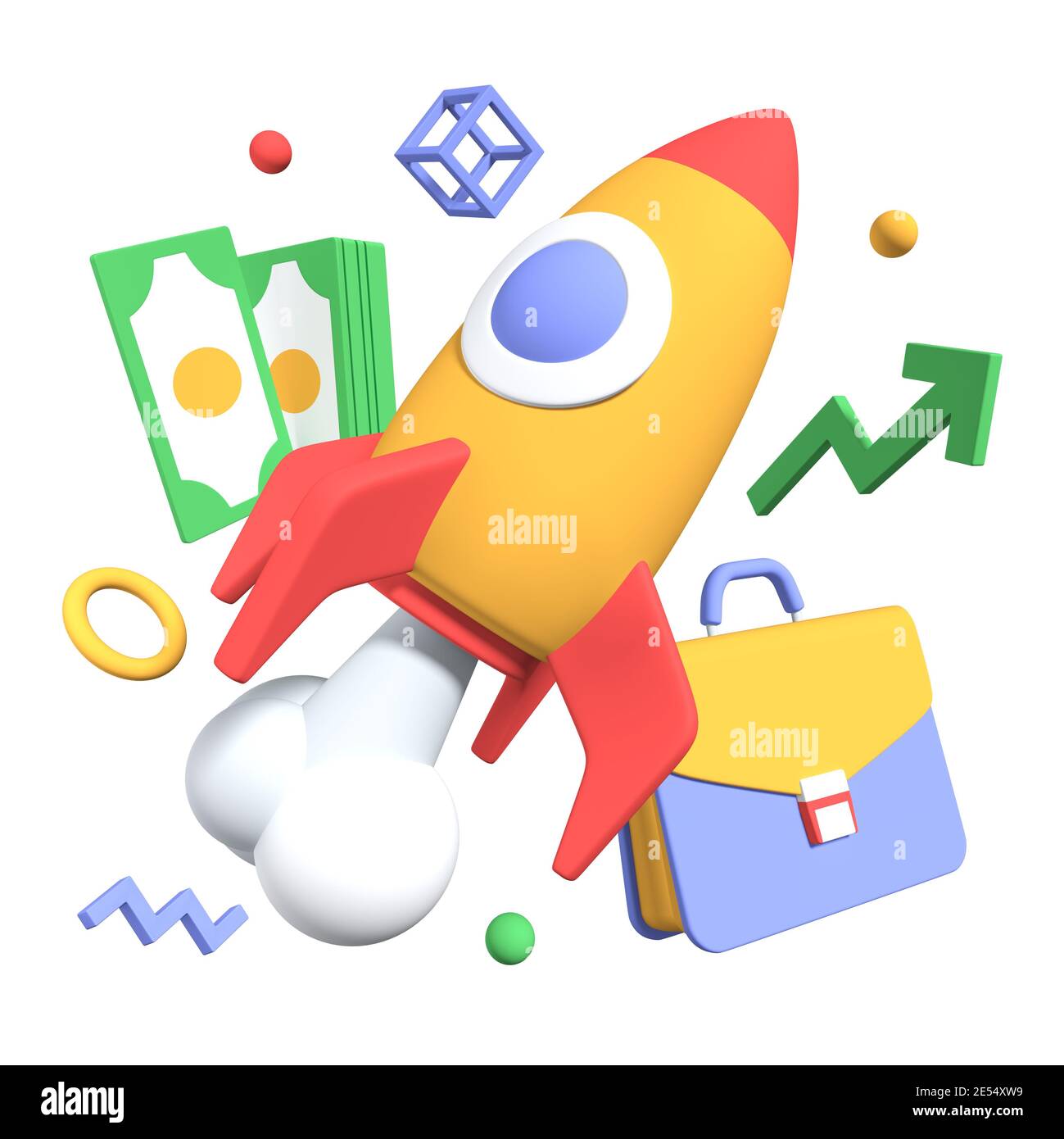 Launching a new project - modern colorful realistic 3d illustration on ...