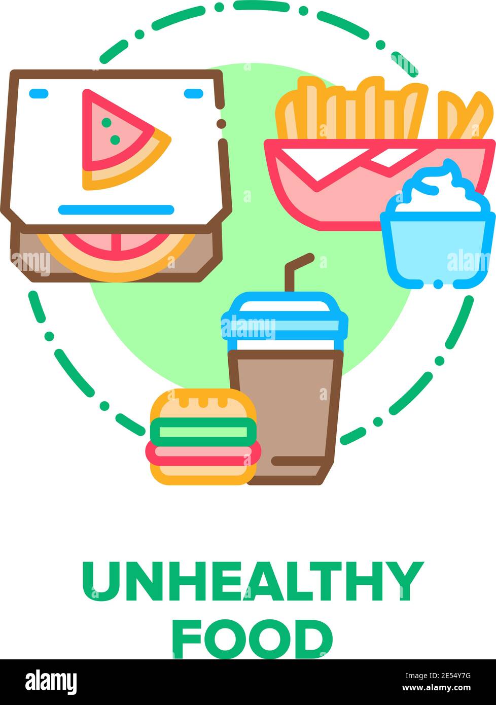 Unhealthy Food Vector Concept Color Illustration flat Stock Vector ...