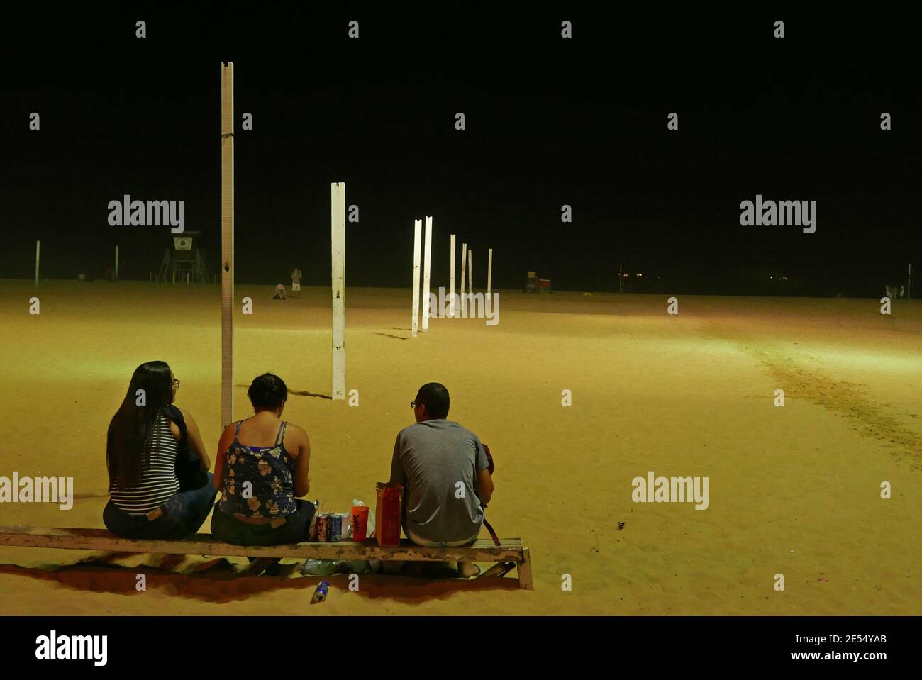 Copacabana Beach Rio de Janeiro at night Stock Photo - Alamy