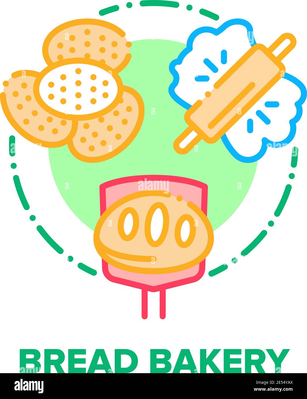 Bread Bakery Vector Concept Color Illustration flat Stock Vector Image ...