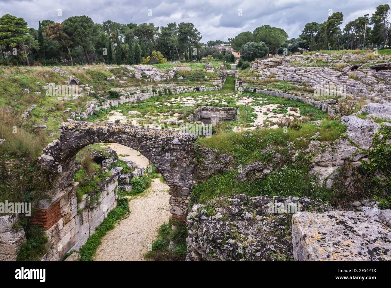 Passage arch of Roman Amphitheater located in Neapolis Archaeological ...