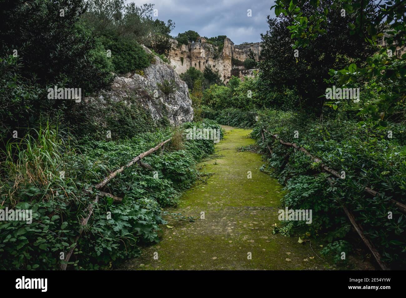 Alley in Latomia del Paradiso ancient quarry, part of Neapolis ...