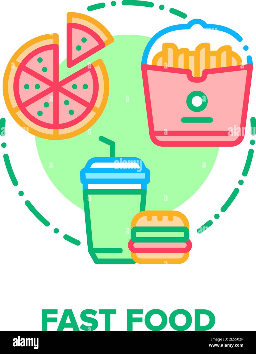 Fast Food Eat Vector Concept Color Illustration Stock Vector Image ...