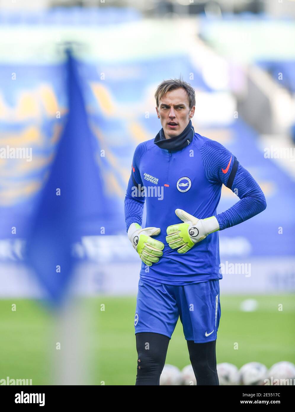 Brighton's Christian Walton warms up before the Emirates FA Cup Fourth ...