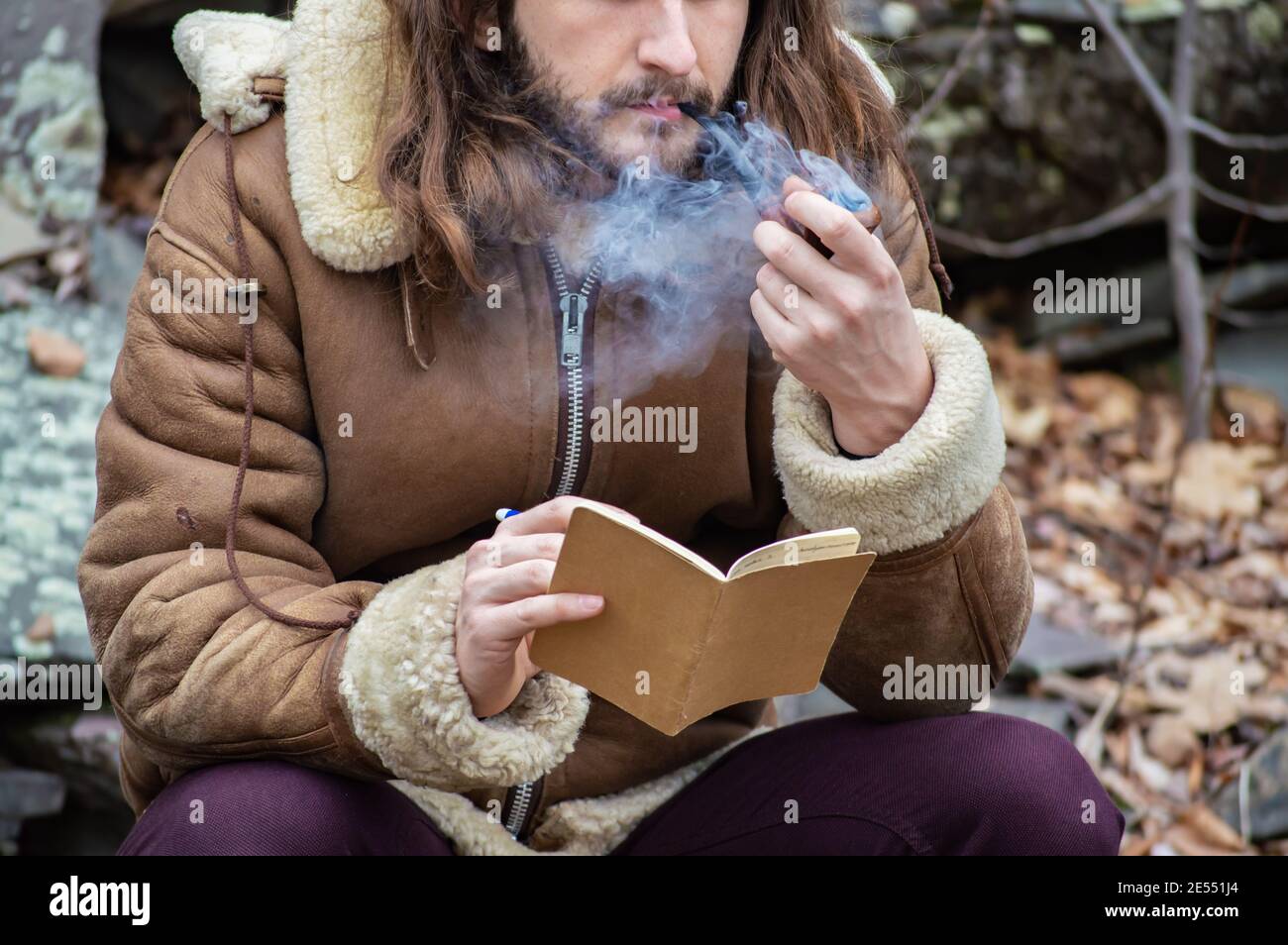 Portrait man smoking long pipe hi-res stock photography and images - Alamy