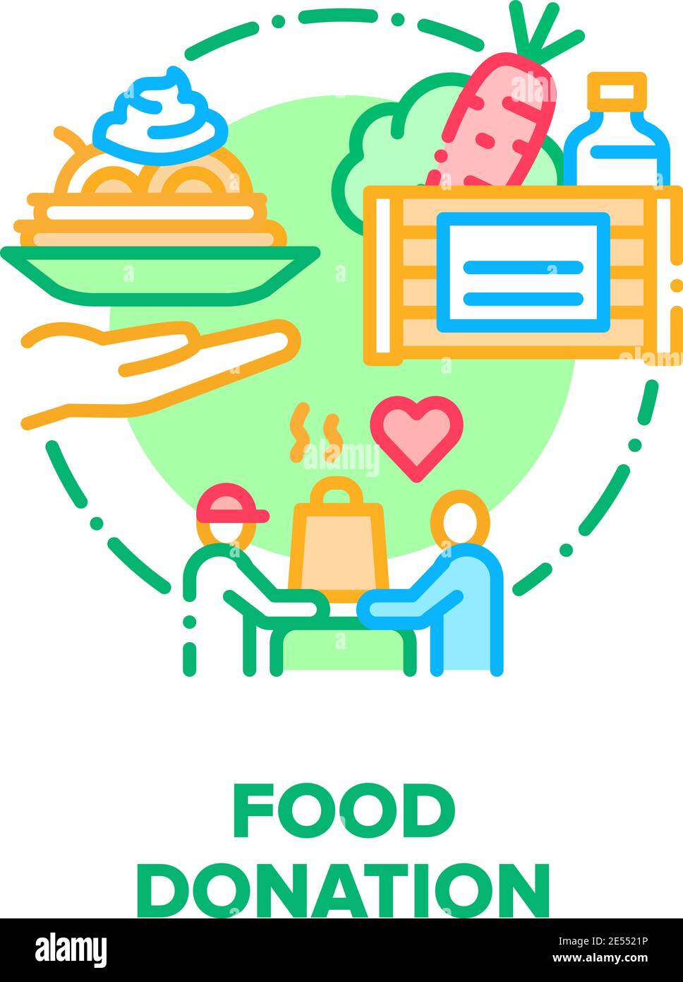 Food Donation Vector Concept Color Illustration flat Stock Vector Image ...