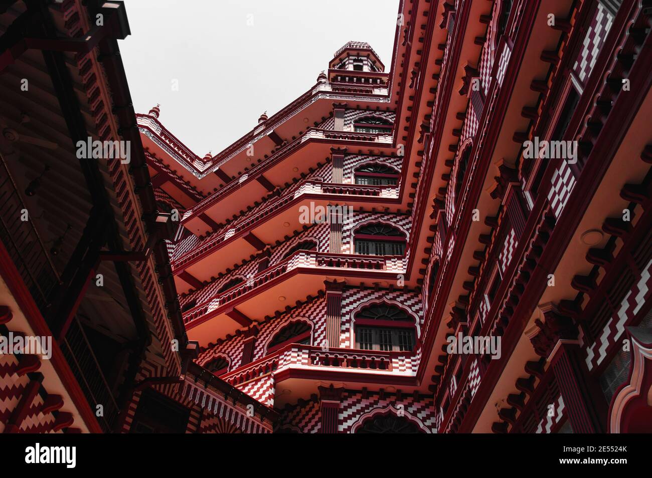 Red Masjid Mosque decorative brickwork of Jami ul Alfar Mosque minarets ...