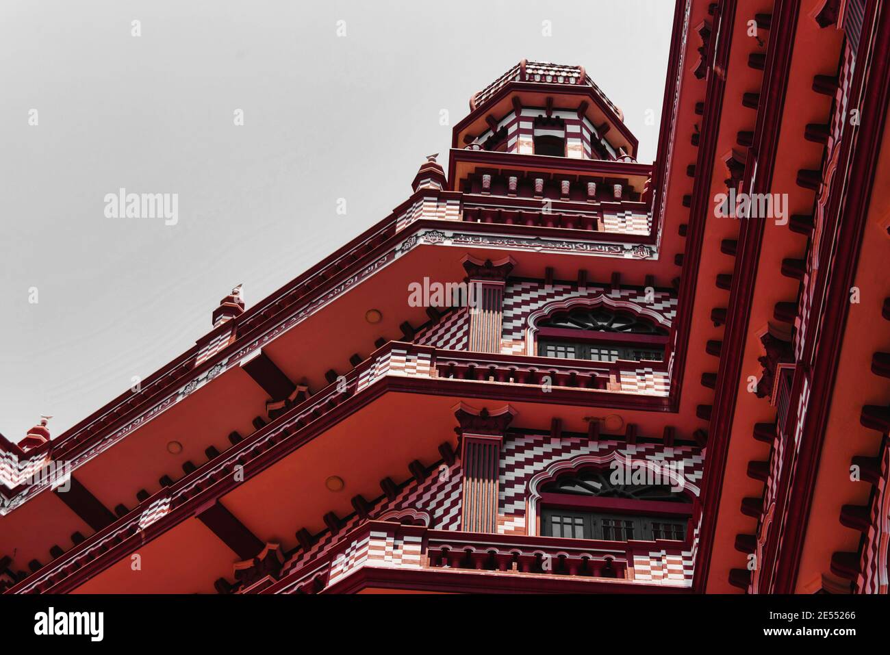 Red Masjid Mosque decorative brickwork of Jami ul Alfar Mosque minarets ...