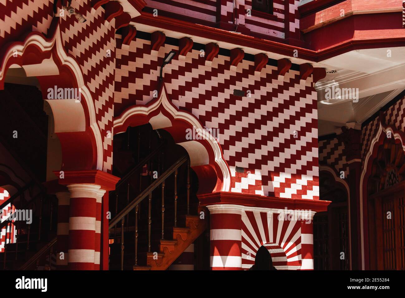 Red Masjid Mosque decorative brickwork of Jami ul Alfar Mosque minarets ...