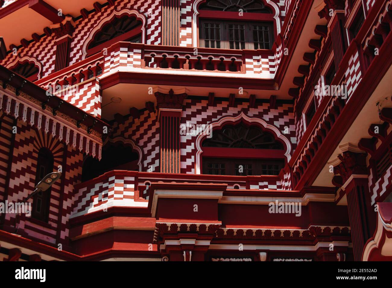 Red Masjid Mosque decorative brickwork of Jami ul Alfar Mosque minarets ...
