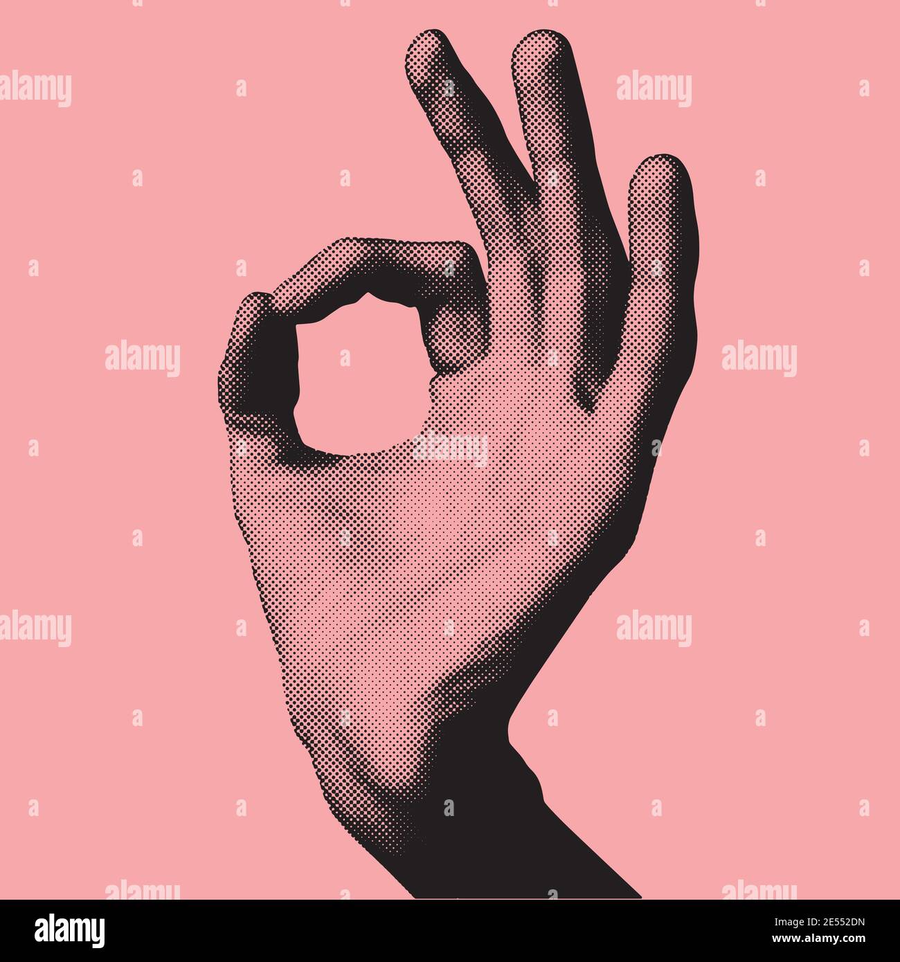 Abstract hand gesture illustration of OK or all right finger ...