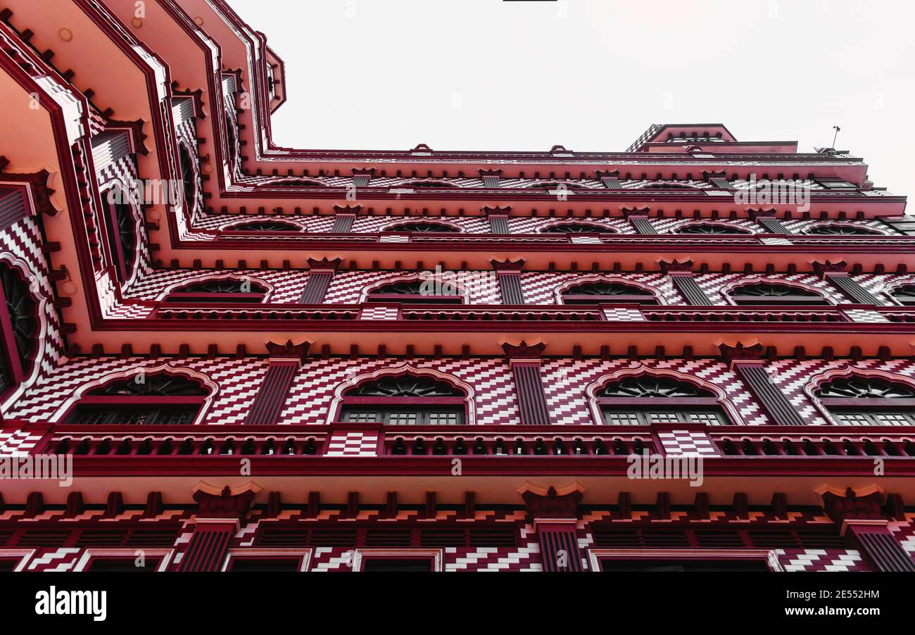 Red Masjid Mosque decorative brickwork of Jami ul Alfar Mosque minarets ...