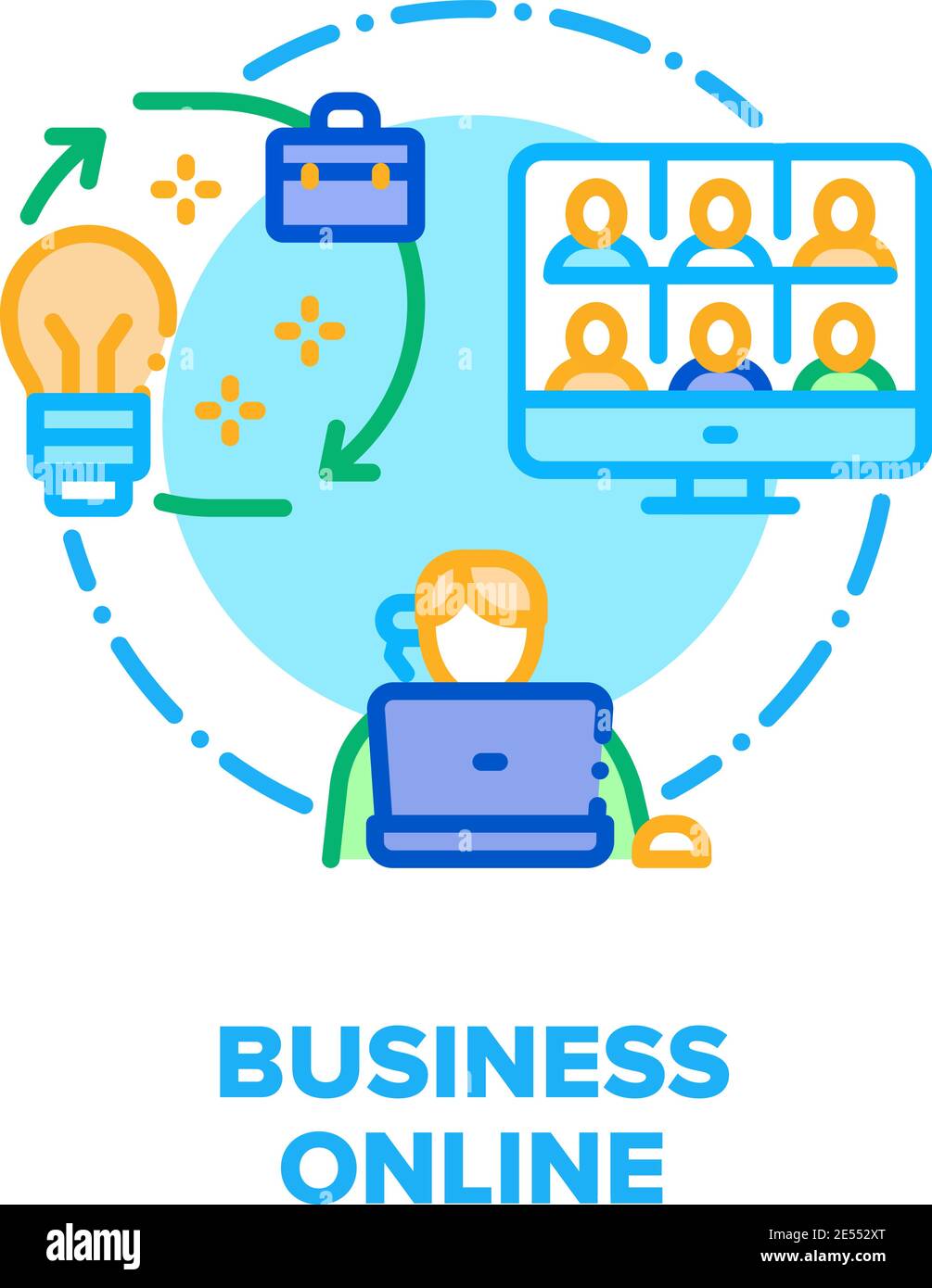 Business Online Vector Concept Color Illustration Stock Vector Image ...