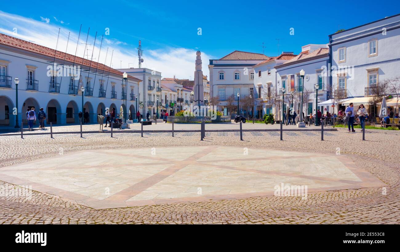 Panoramic view of the Republic Square of Tavira one of the most ...