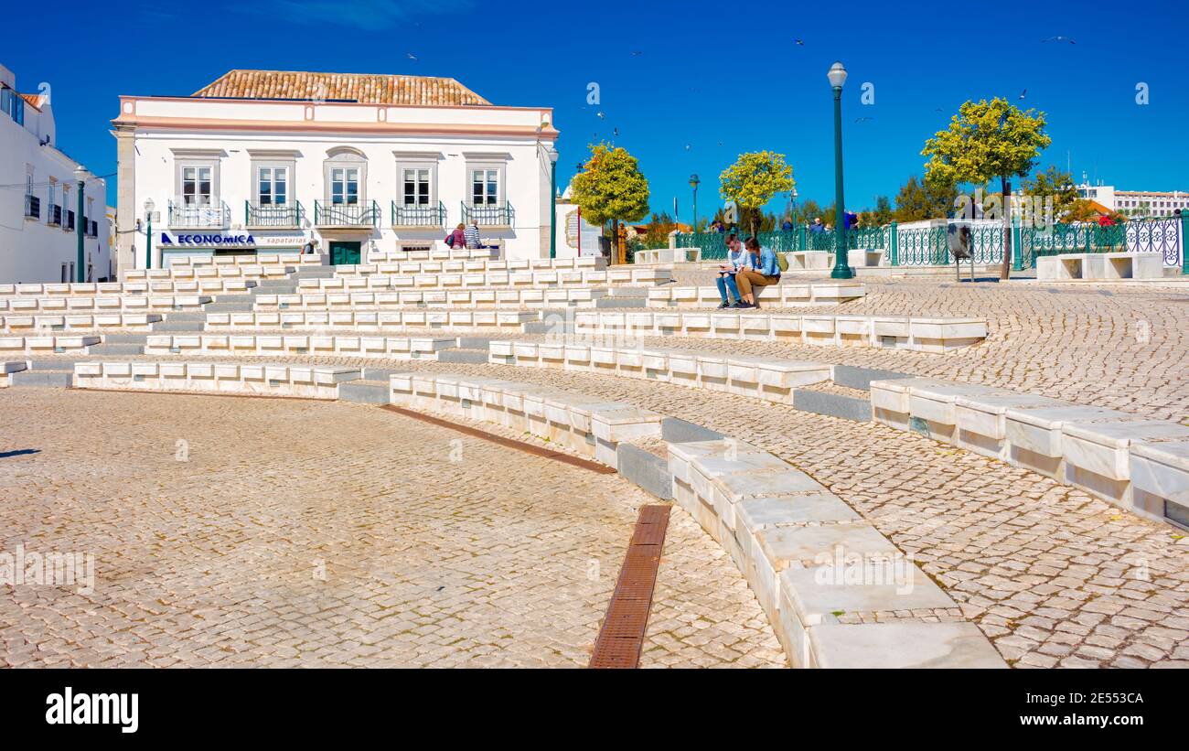 View of the amphitheater of the Republic Square of Tavira one of the ...