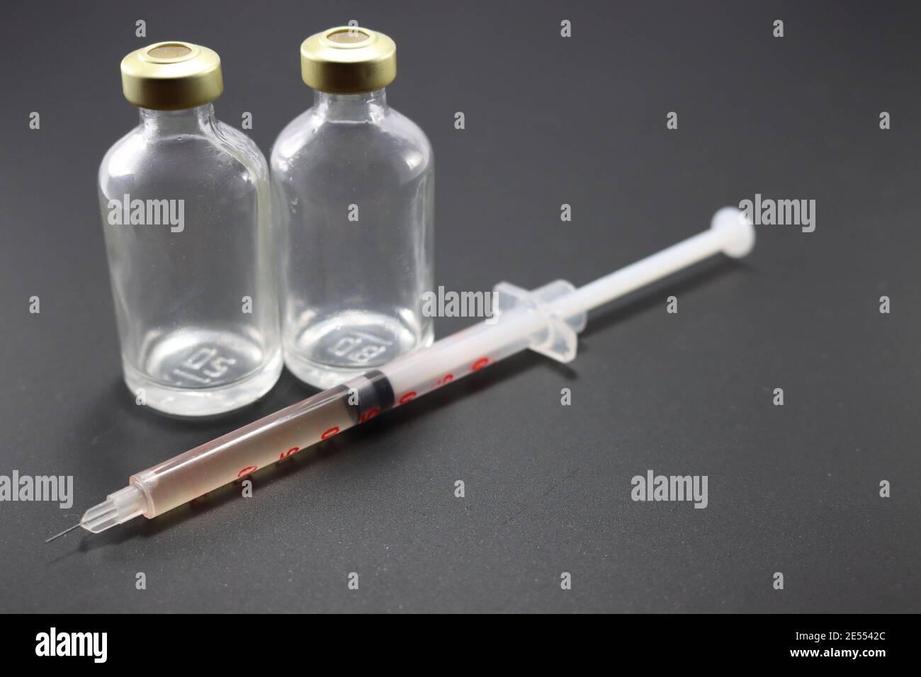 empty glass bottles with syringe for any medicine and healthcare ...