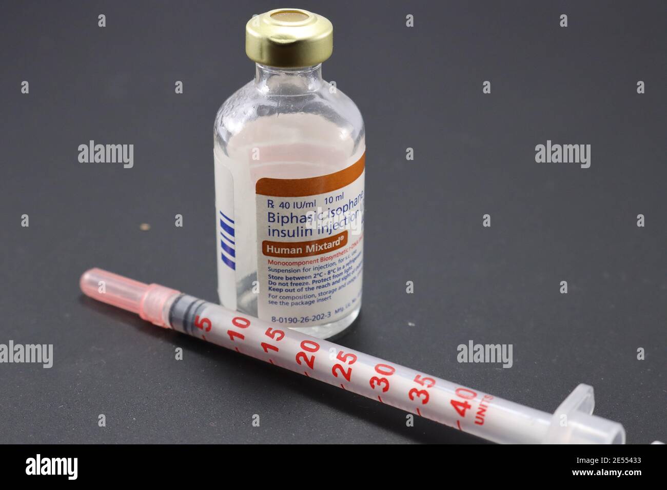 empty insulin medicine bottle with syringe for showing diabetes and ...
