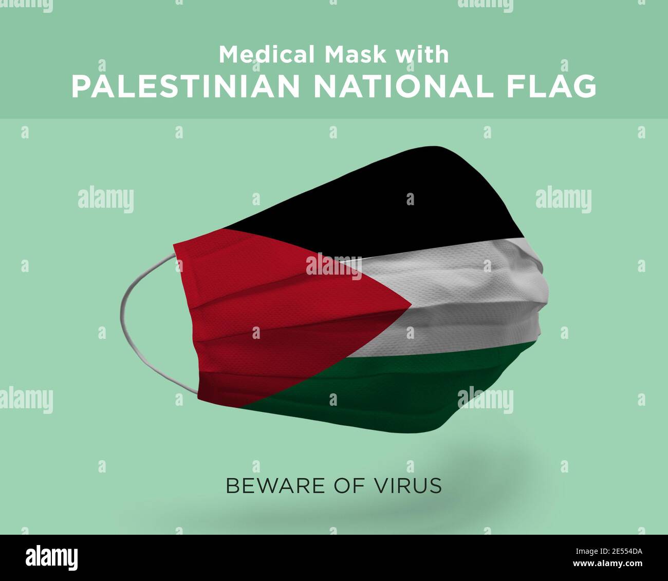 Illustration of a medical mask with Palestine national flag ...