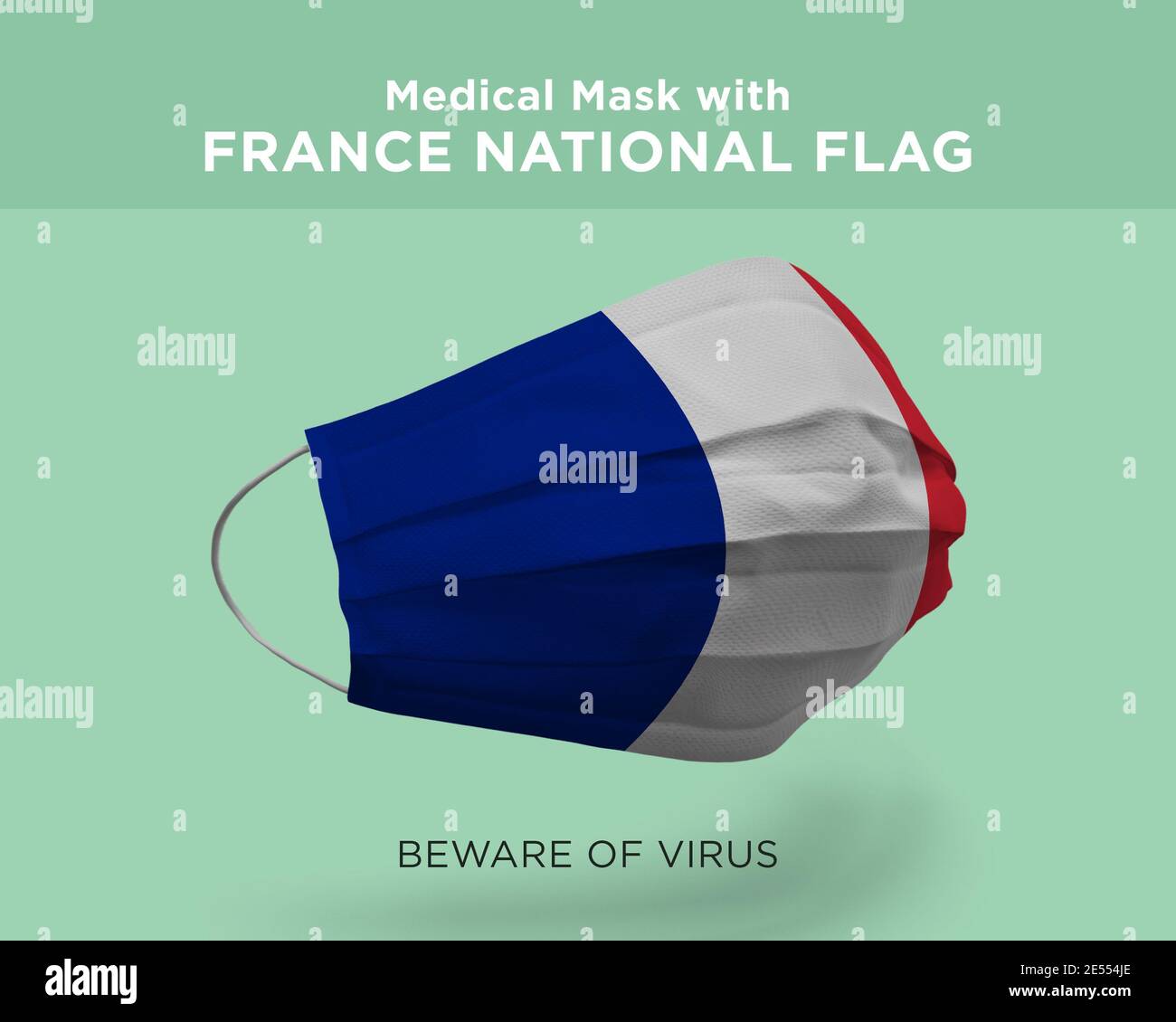 Illustration of a medical mask with France national flag - Coronavirus ...
