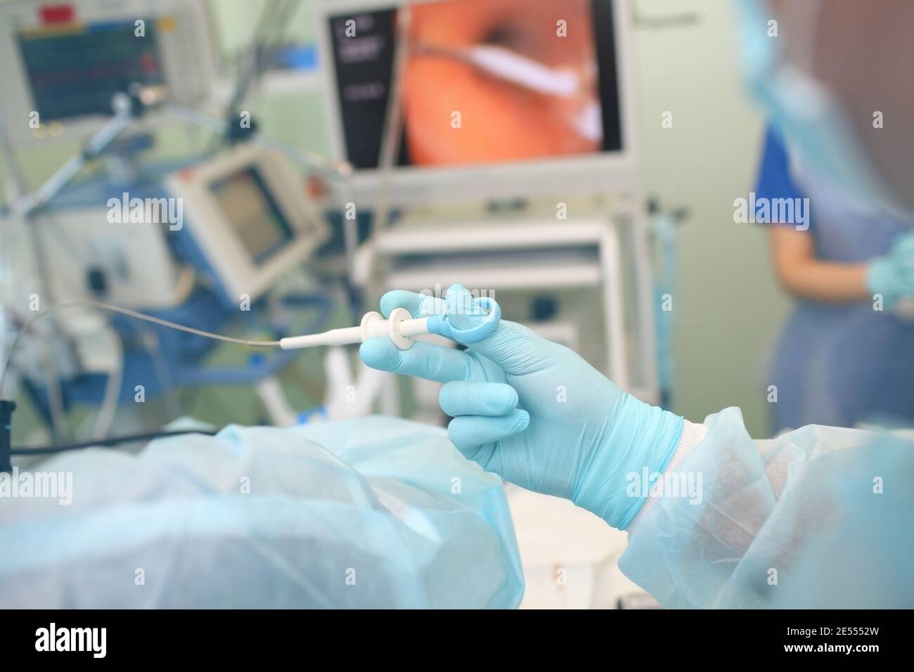 Female doctor performs endoscopy procedure in the hospital Stock Photo ...
