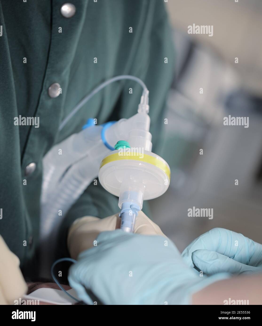 The process of intubation and care for an anesthetized patient Stock ...