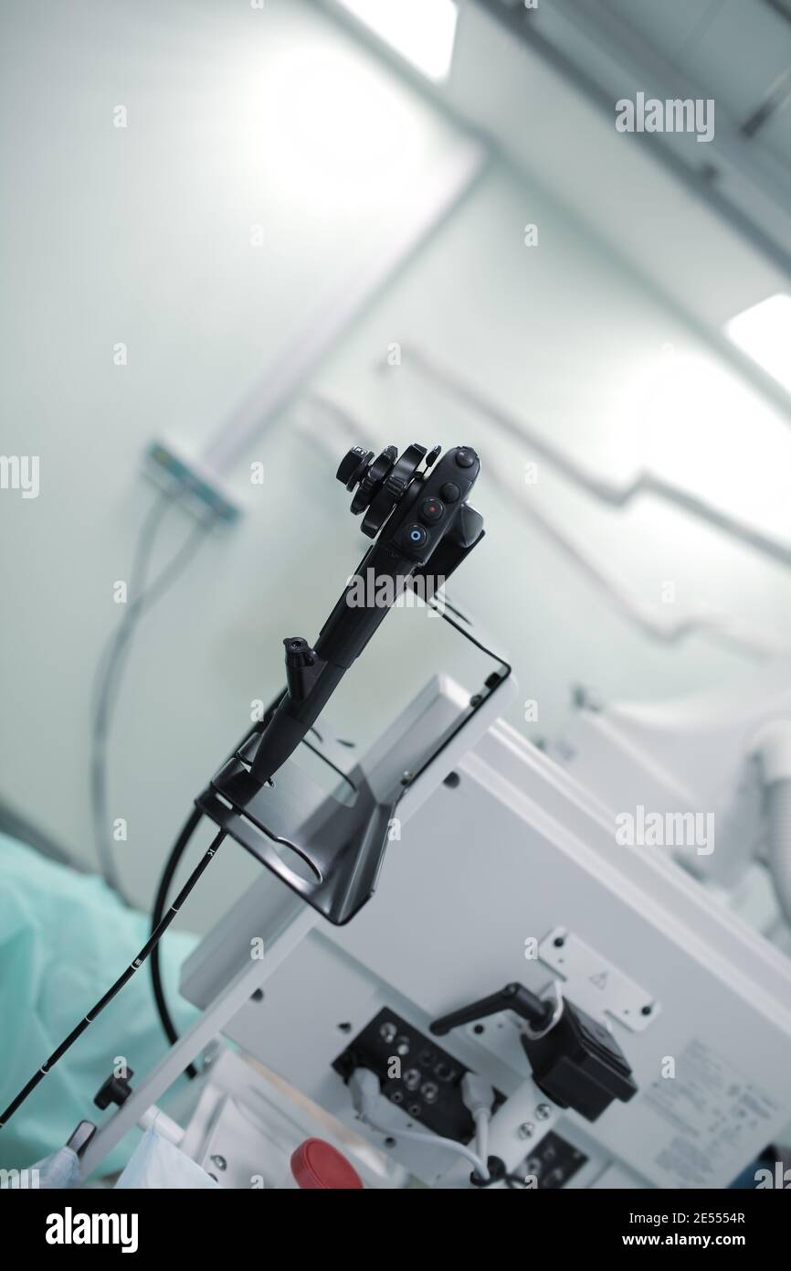 Endoscope on the support rack in the hospital Stock Photo - Alamy