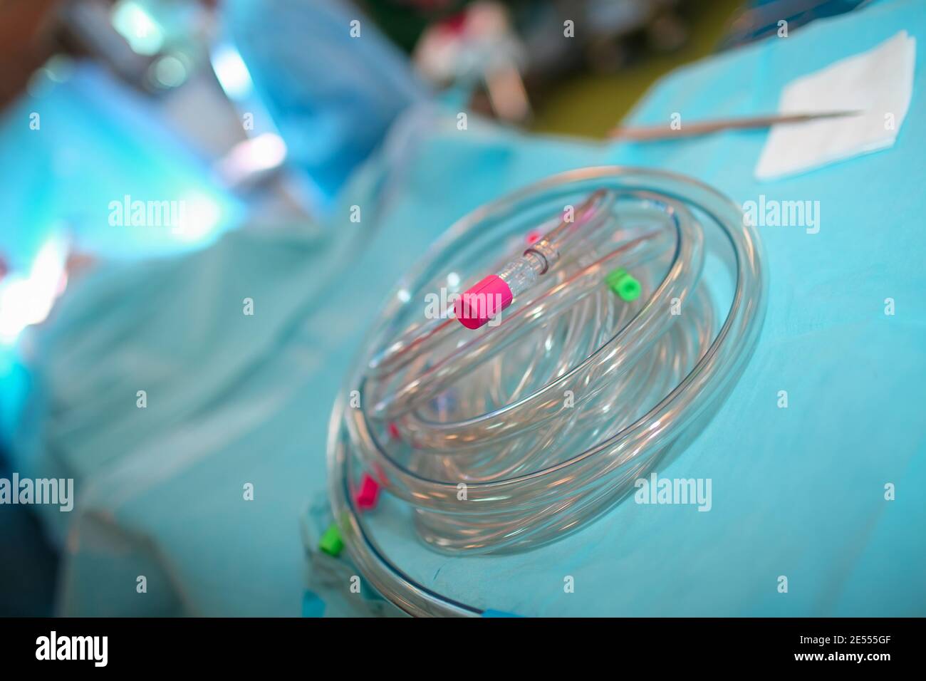 Plastic tube on the surgical drape Stock Photo - Alamy