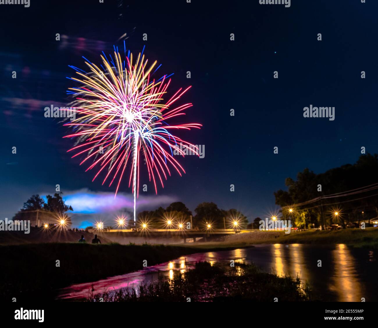 Prattville, Alabama, USA - July 4, 2017: Fireworks display on the 4th ...