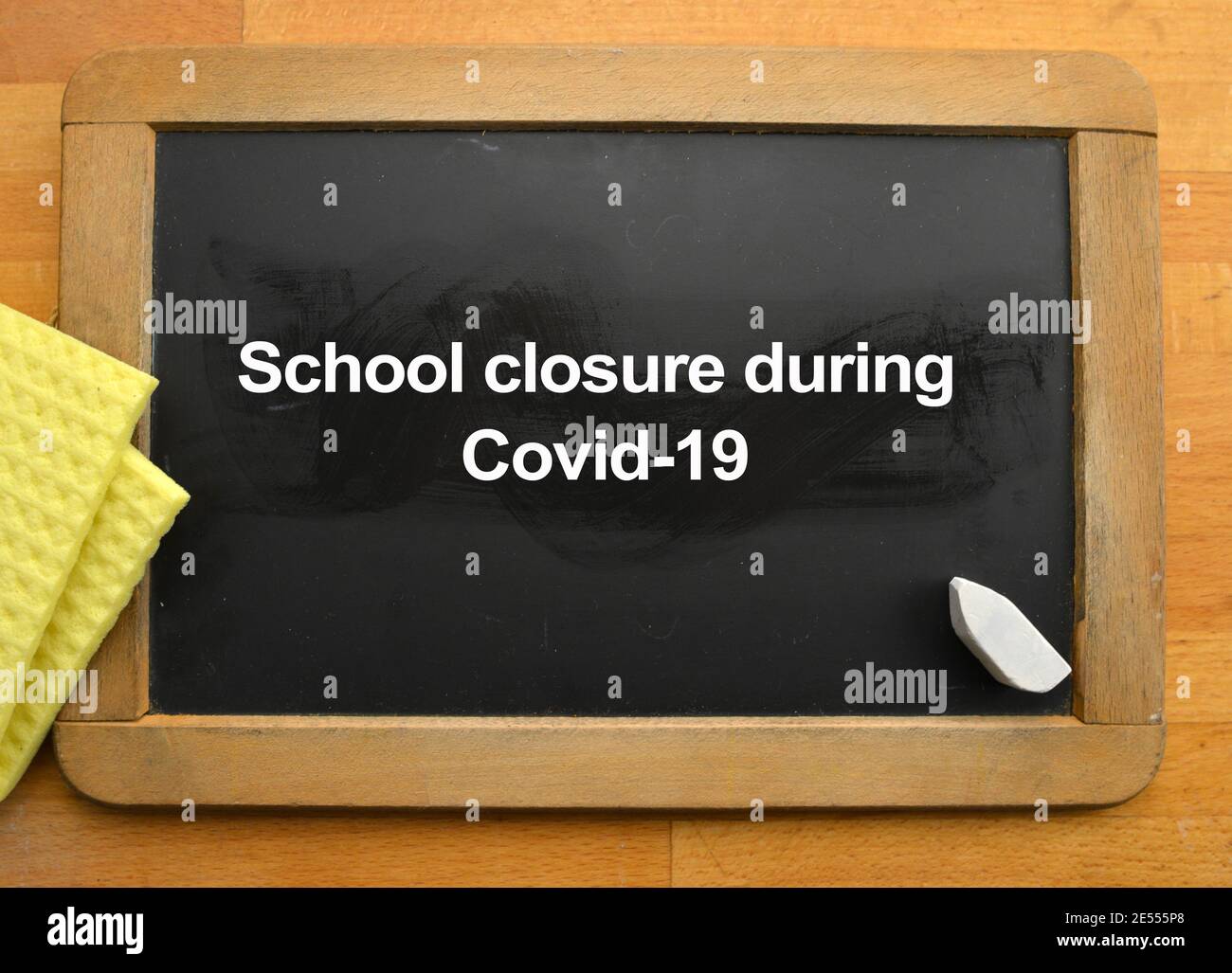 School closure during Covid 19 blackboard Stock Photo - Alamy