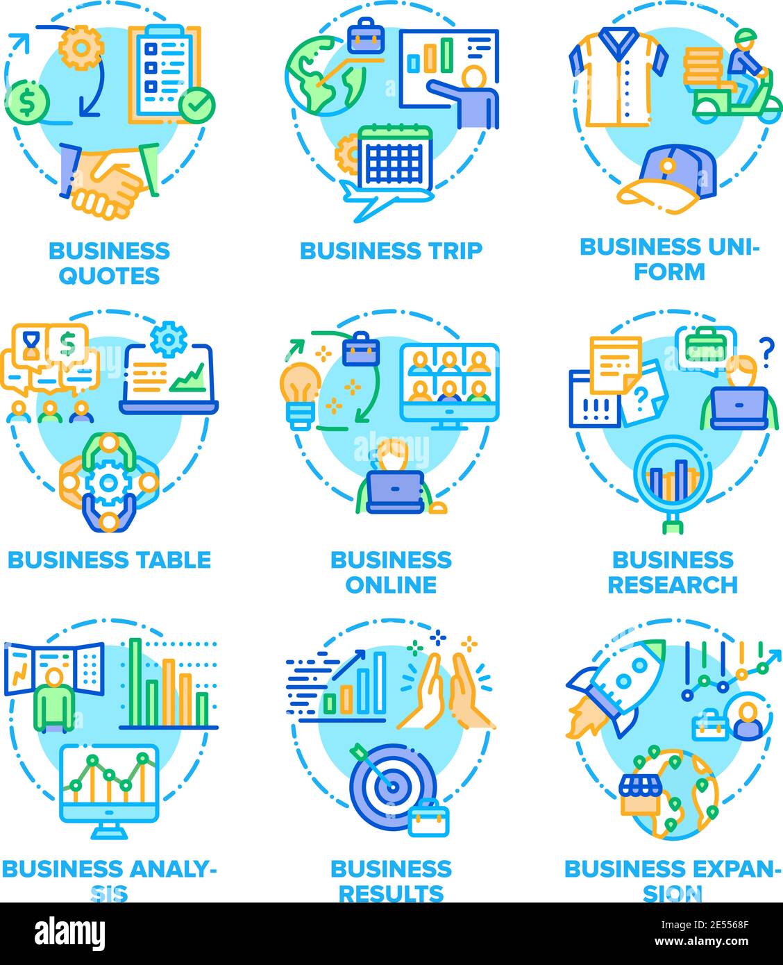Business Plan Set Icons Vector Color Illustrations Stock Vector Image ...