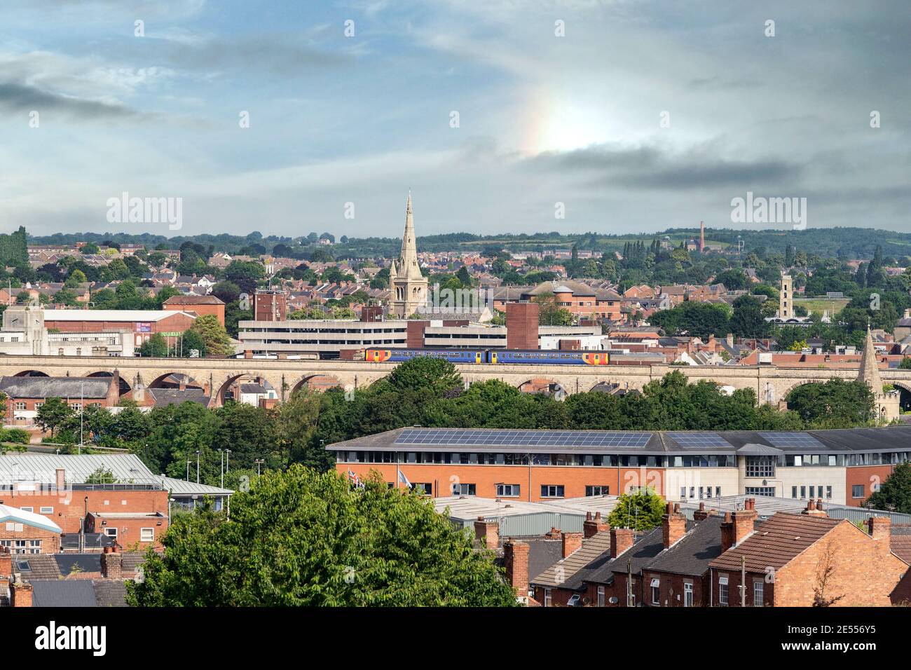 Town of Mansfield UK with St Marys John Church Pleasely Pit and Fire ...