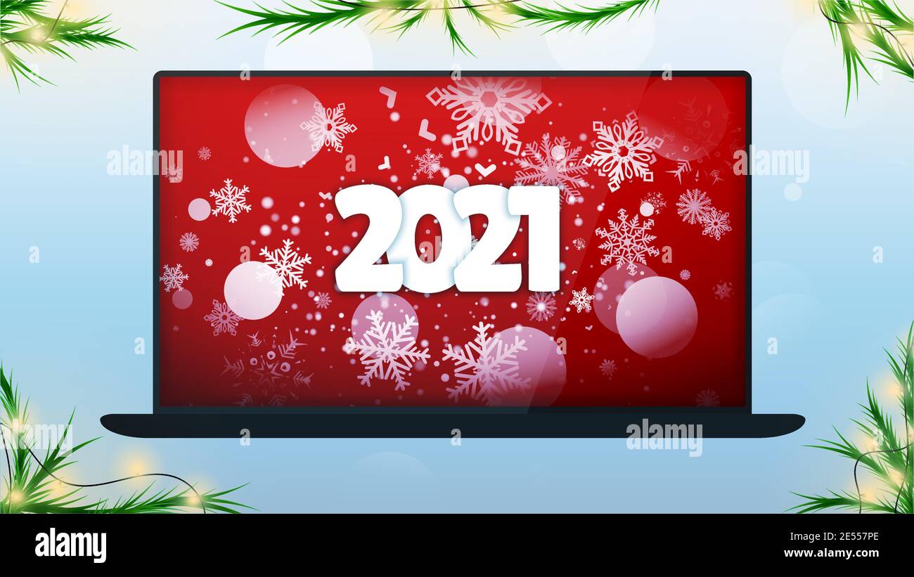 2021 holiday message on laptop. Christmas Sale. Christmas Shop Now. New ...