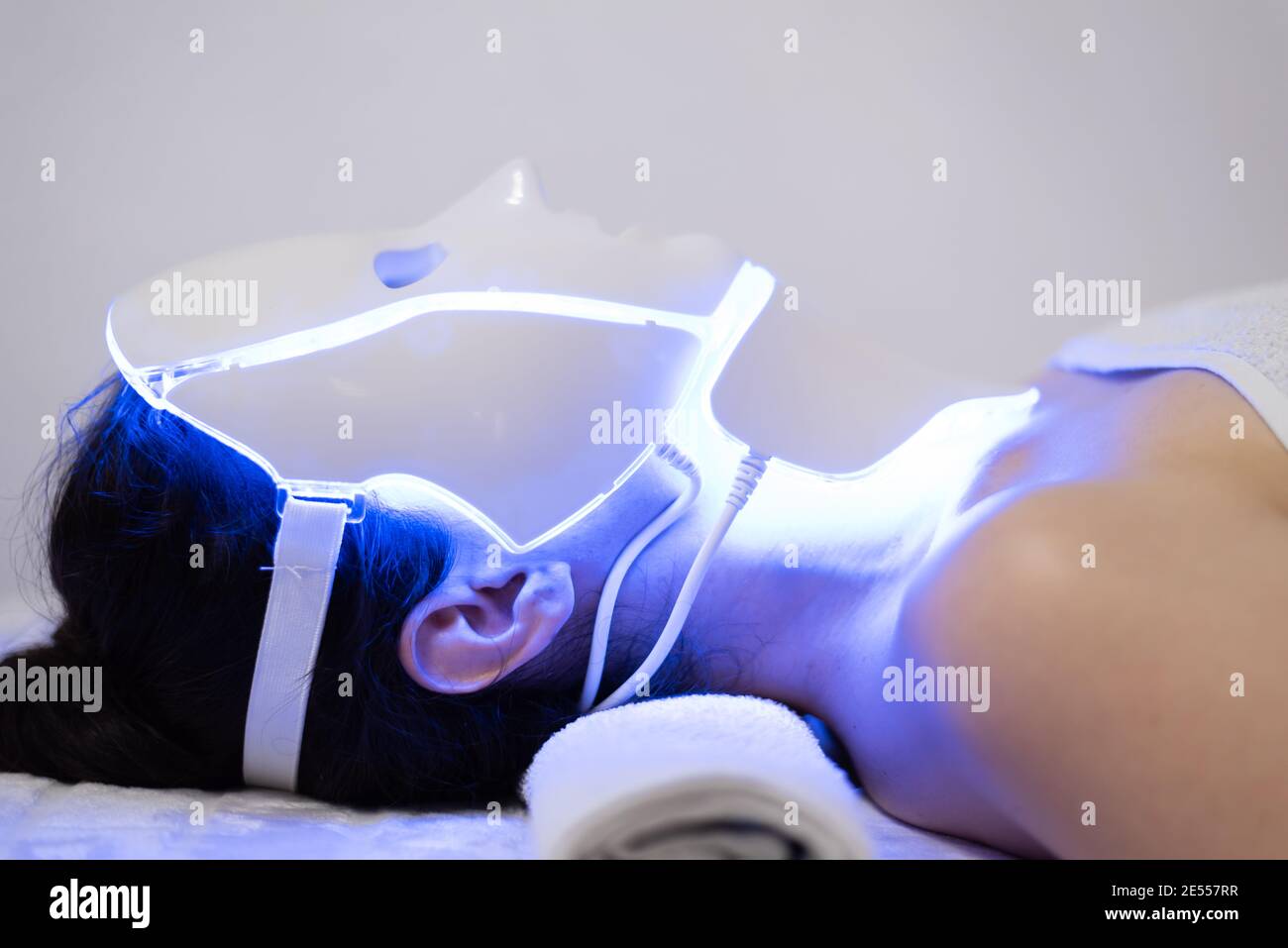 photon mask. Health and beauty. Cosmetic procedure for woman face ...