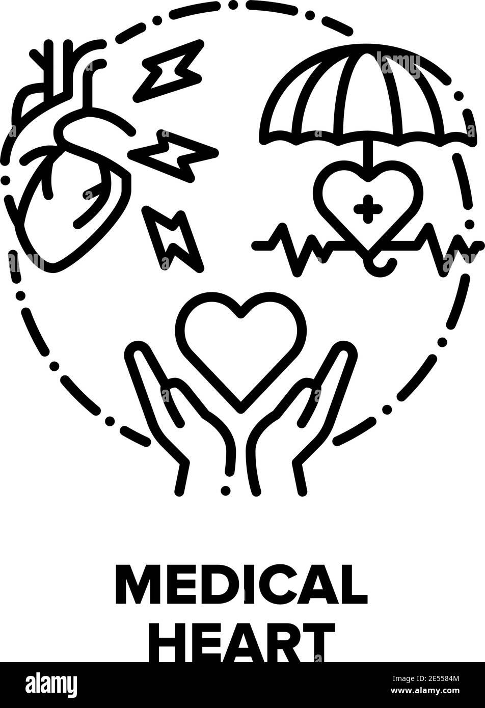 Medical Heart Vector Concept Black Illustrations Stock Vector Image ...
