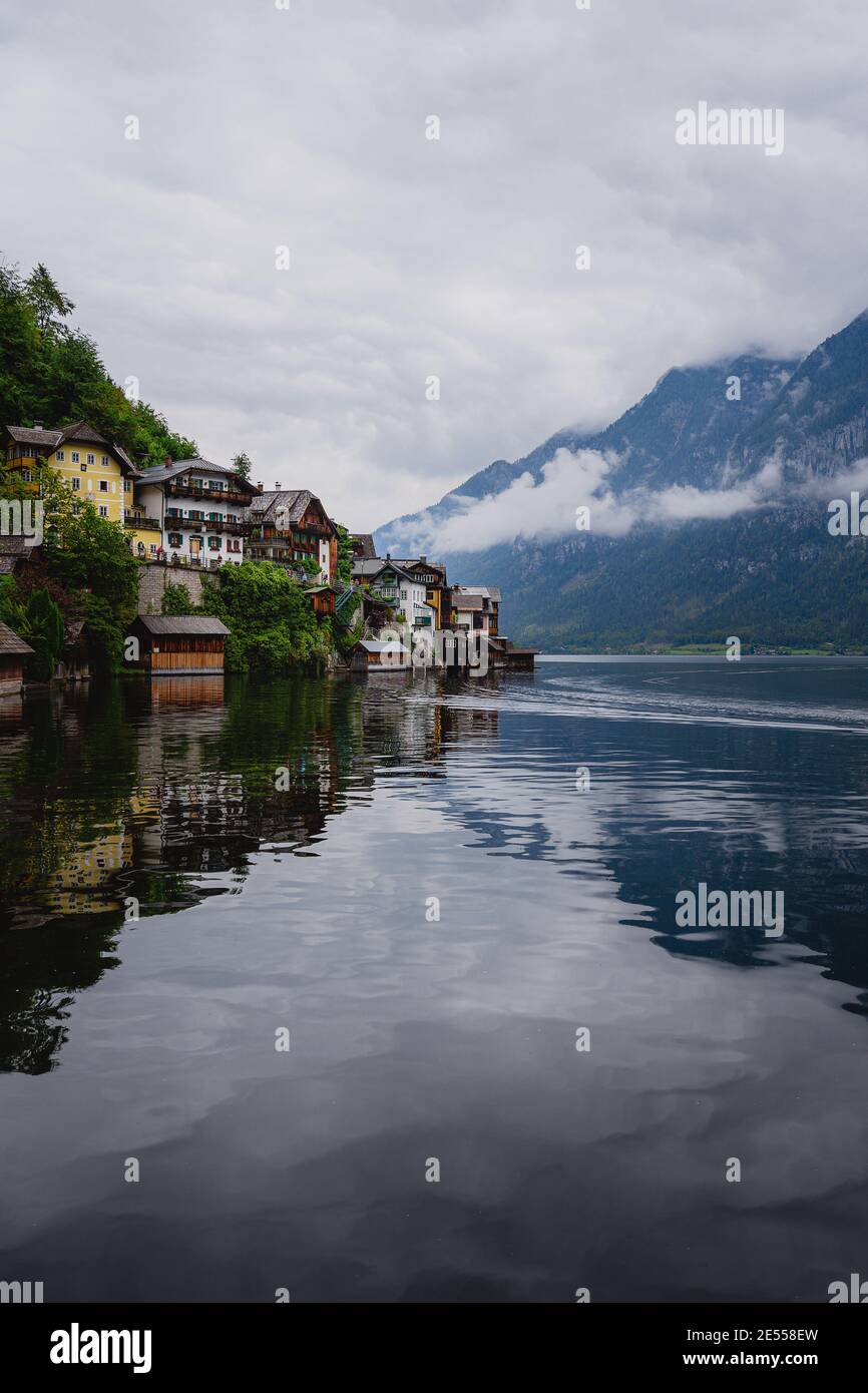 Austria Hallstatt, Classic view of Hallstat Village Stock Photo - Alamy
