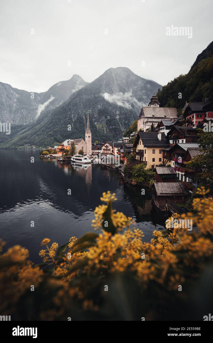 Austria Hallstatt, Classic view of Hallstat Village Stock Photo - Alamy