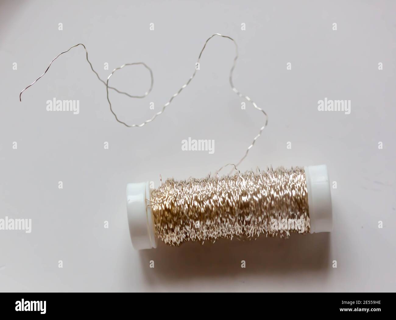 Abstract Objects / concept - View of Silver Coil Wire on its side on ...