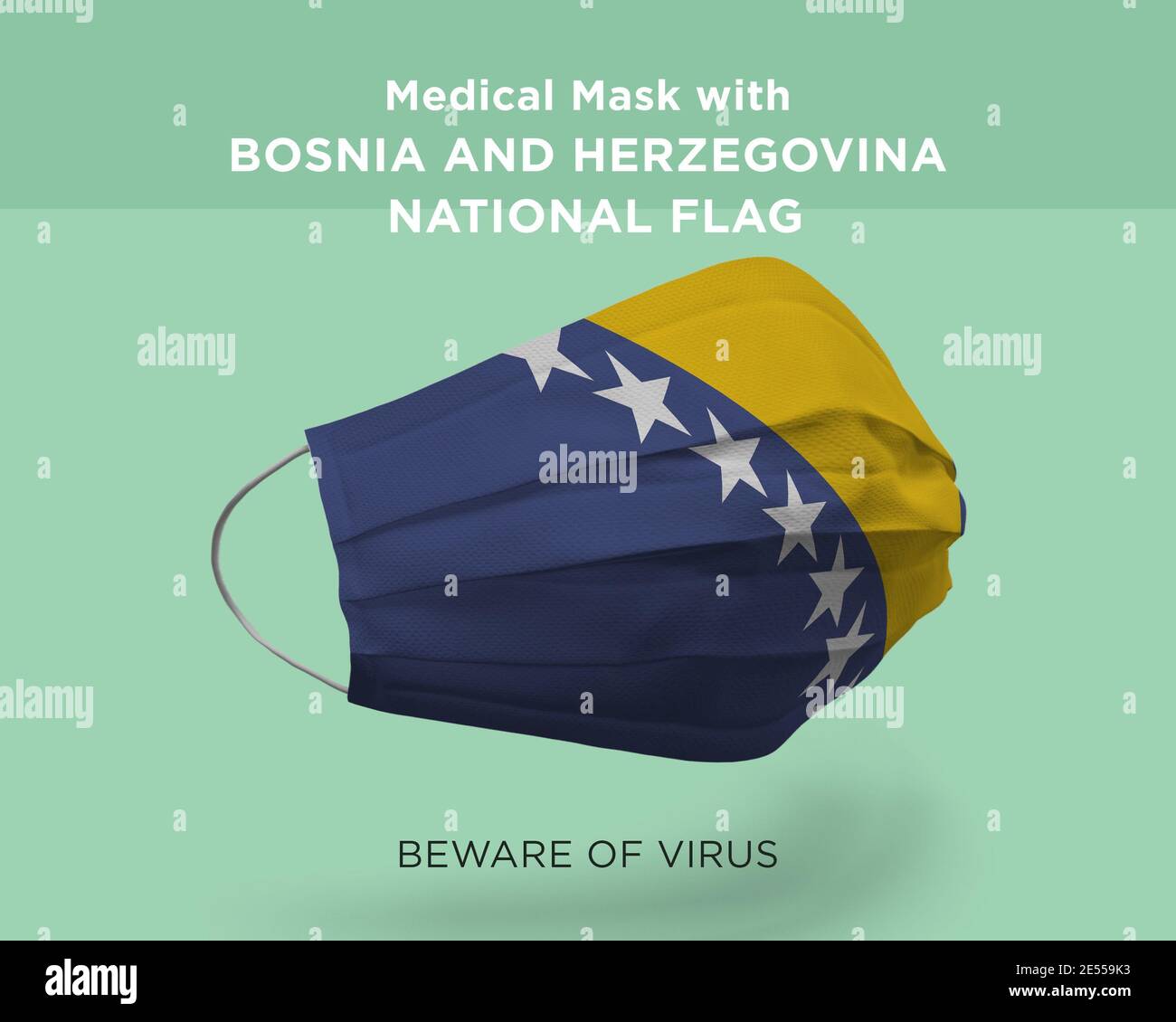 3d rendering illustration of mask with Bosnia and Herzegovina flag ...