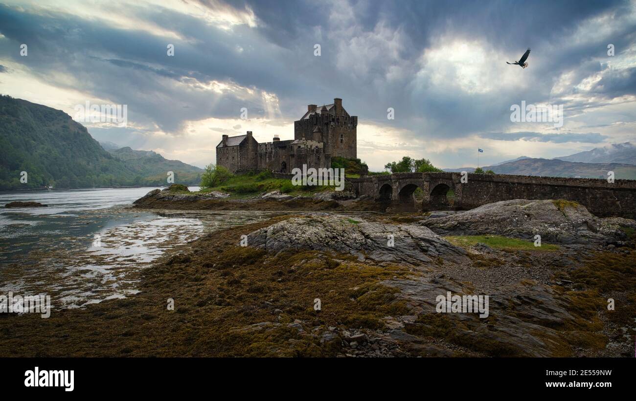 Eilean Donan Isle of Skye Scotland castle under dramatic skies Stock ...