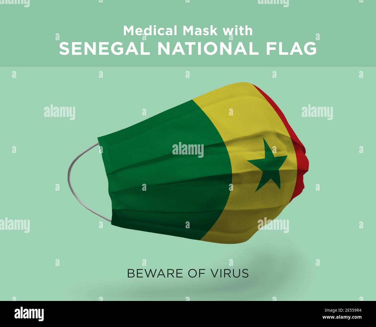 Illustration of a medical mask with Senegal national flag - Coronavirus ...