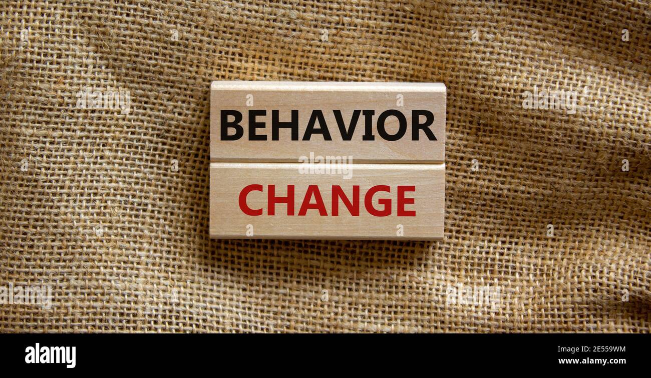 Time to behavior change symbol. Wooden blocks with words 'behavior ...