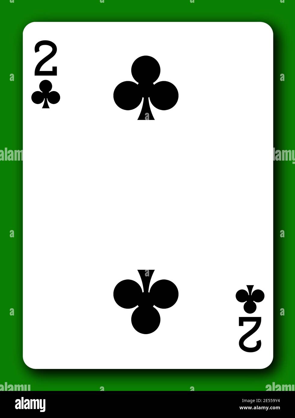 Two of Clubs playing card with clipping path to remove background and ...