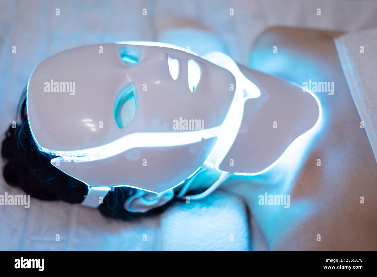 photon mask. Health and beauty. Cosmetic procedure for woman face ...